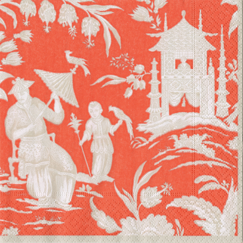 Silk Road Toile Mandarin Napkin Cocktail — Maggie Griffin at Home