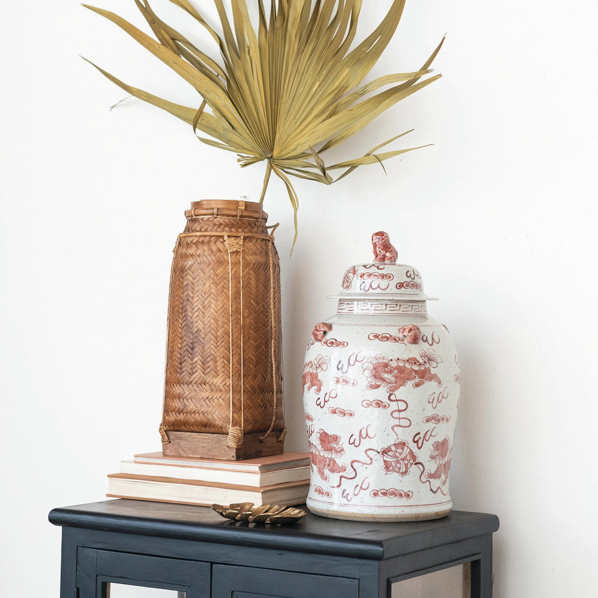 18" Rust and White Ginger Jar — Maggie Griffin at Home